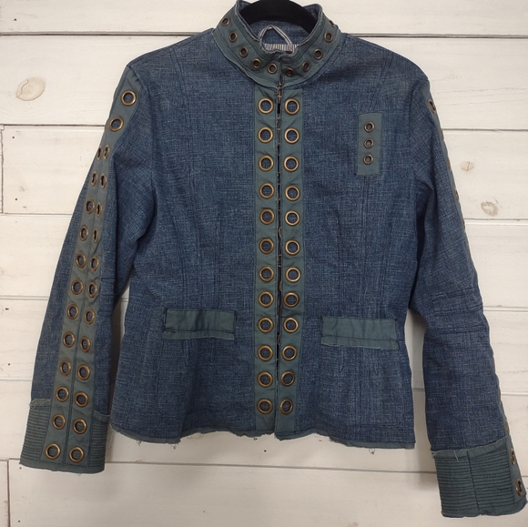 Luii | Jackets & Coats | Luii Grommet Denim Jacket Small | Poshmark